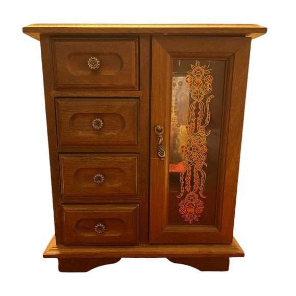 Storage & Organization | Solid Wood Jewelry Wardrobe With 4 Drawers ...